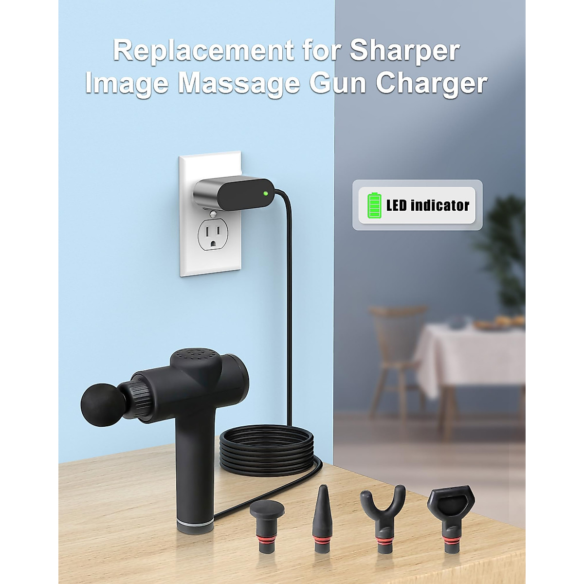 VHBW 27V Massage Gun Charger for Sharper Image Powerboost 1011666 1013002 1012667 1014747 1014392 1013983 1013985Deep Tissue Cordless Massager Gun Power Cord 6FT (Not for 18V Massage Gun)