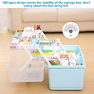 3-Layers Plastic Portable Storage Box with Tray, Craft Supply Box with Handle, Arts and Crafts Case, Sewing Supplies Organizer, Multifunctional Storage Box for Medicine, Perfect for Home Office
