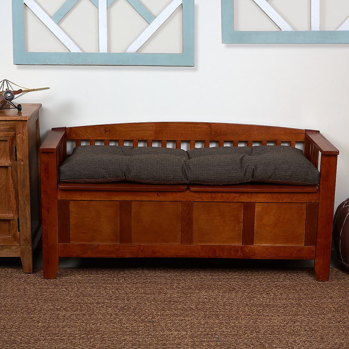 Klear Vu The Gripper Omega Non-Slip Tufted Bench Cushion for Indoor Furniture, Entryway Storage, Bay Window, Corner Nook or Piano Seat, 43 Inches, 05 Chestnut