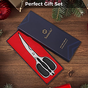 Sunnecko Kitchen Scissors for Food, Kitchen Scissors Heavy Duty Kitchen Shears That Come Apart, 9 Inch Fully Forged Stainless Steel with Curved Blades