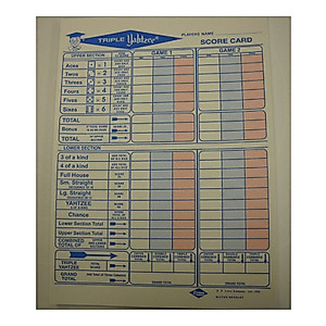 General Foam Plastics 50 Triple Yahtzee Score Sheets Cards