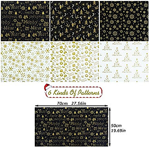 Rancco Christmas Wrapping Paper w/ 4 Pcs Gift Tag Stickers, 6 Metallic Glossy Gift Wrapping Paper w/Snowflake, Candy Cane, Christmas Trees, Happy New Year Pattern for Xmas Gift Wrap, 27.6x19.7/sheet