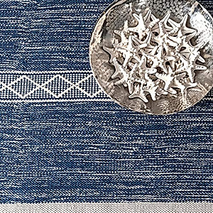 nuLOOM Angela Striped Fringe Wool Area Rug, 4' x 6', Blue