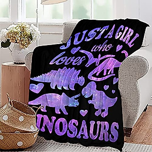 Dinosaur Blanket Gift for Women Kid Plush Just A Girl Who Loves Dinosaurs Soft Throw Dino Comfy Sheet Jurassic Animal Lovers Fans Gifts Lightweight Flannel Blankets for Couch Chair-40x50 Inches
