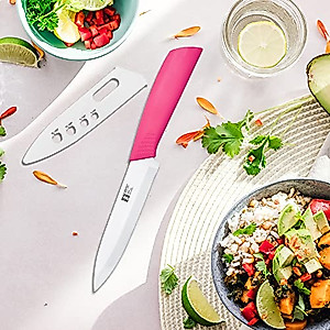 LIANGTAI Ceramic Knife 5 Inch Kitchen Utility Knife【Blade Thickness 1.8mm】 (Pink Handle)