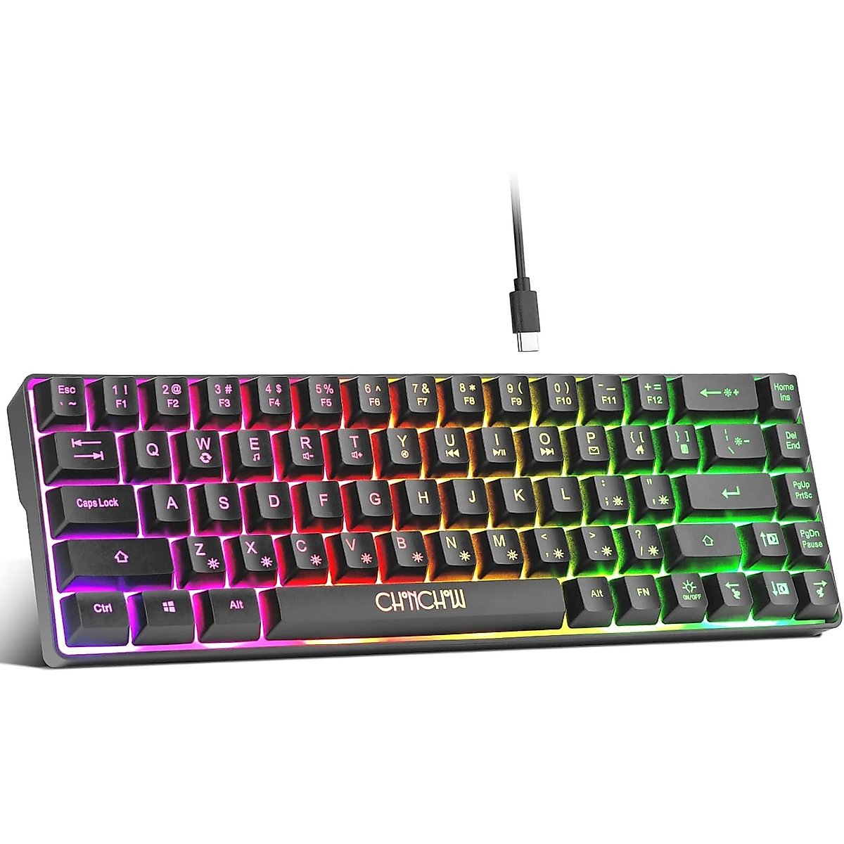 RGB Gaming Keyboard, USB Wired Backlit Light Up Rainbow Computer Keyboard for Windows Laptop PC PS4 Xbox, CHONCHOW Keyboard Set,LED Rainbow Lights,Waterproof
