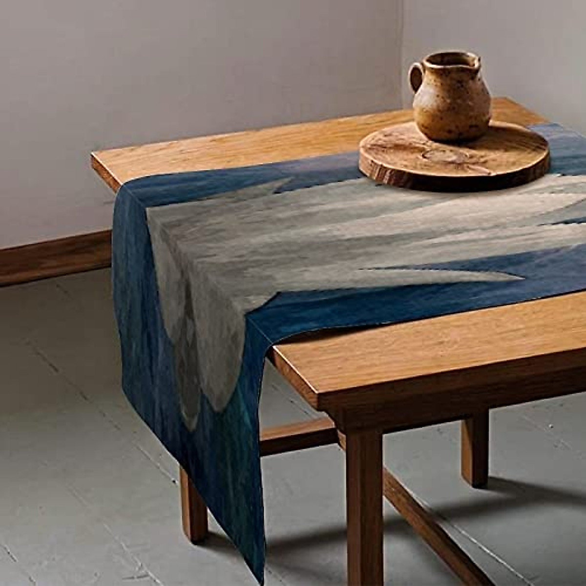 White Lotus' Flower Dresser Scarf 13x108 Inch Spiritual Meditation Floral Relax Dresser Scarf Burlap Style Rustic Rectangle Dresser Scarf for Party House Warming Bedroom Dresser Decor