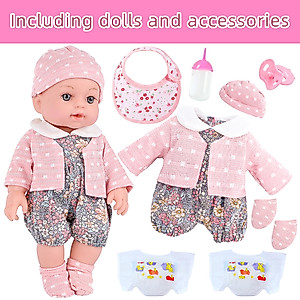 UZIDBTO Realistic Baby Doll Set in Gift Box - 12 Inch Newborn Alive Baby Doll with Accessories and Clothes with Pacifier Feeding Bottle Diapers Hat Bib Socks Stuff Gift Idea for Ages 3+