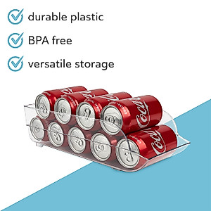 Soda Can Organizer for Refrigerator | Pop Can Dispenser Drink Organizer for Fridge | Canned Food Organizer for Pantry | Clear Acrylic Bins [4 Pack]