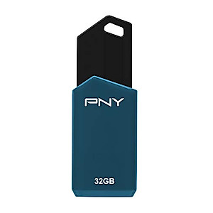 PNY Retract USB 2.0 Flash Drive, 32GB, Gray, Blue, or Red - Color May Vary (P-FD32GRTCG-GE) grey