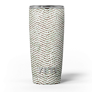 Design Skinz Brown and Green Glimmer Chevron - Skin Decal Vinyl Wrap Kit compatible with the Yeti Rambler Cooler Tumbler Cups