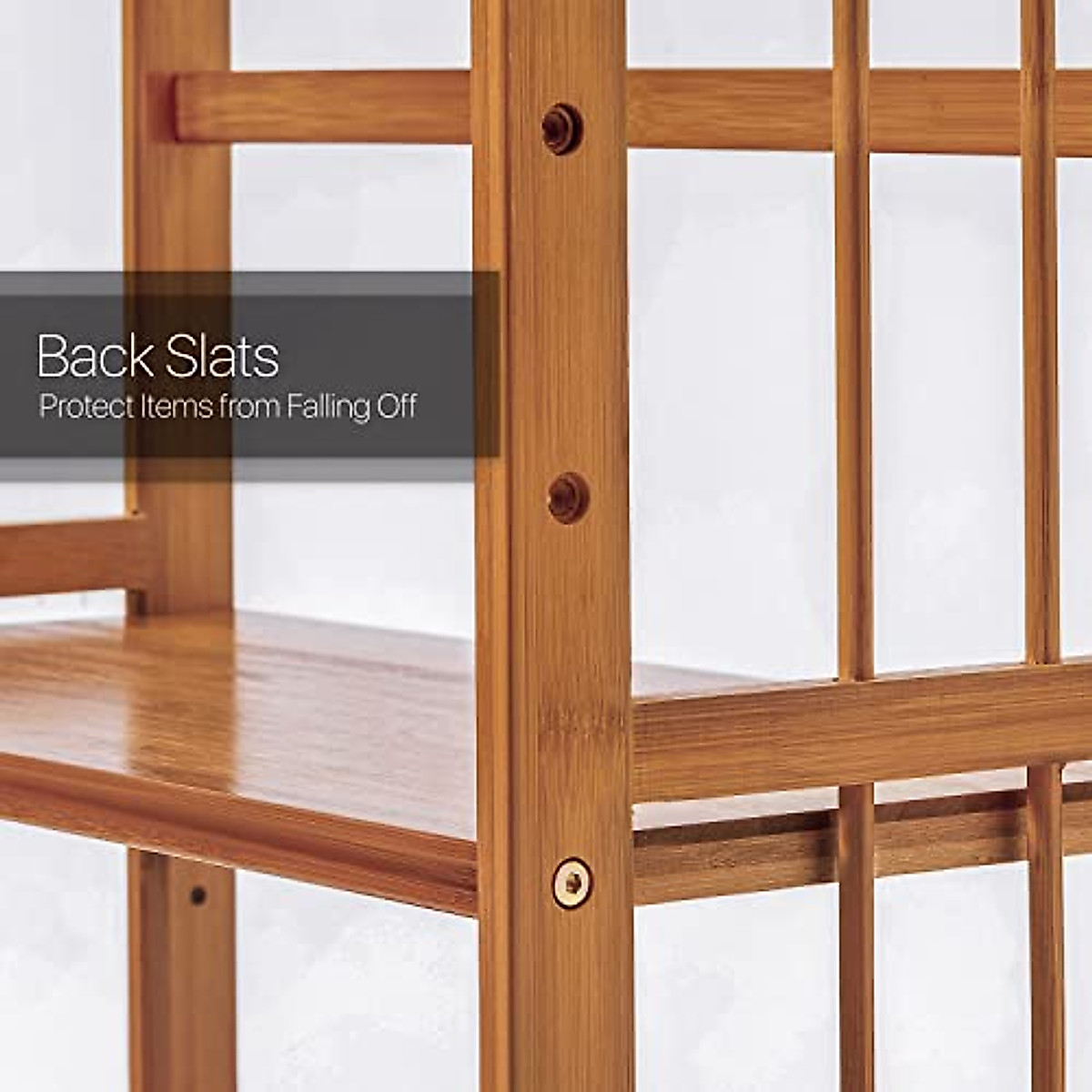 MoNiBloom Bamboo 4-Tier Bookshelf Adjustable Free-Standing Adjustable Storage Shelf Bookcase Plant Flower Stand for Living Room Kitchen Garden, Natural