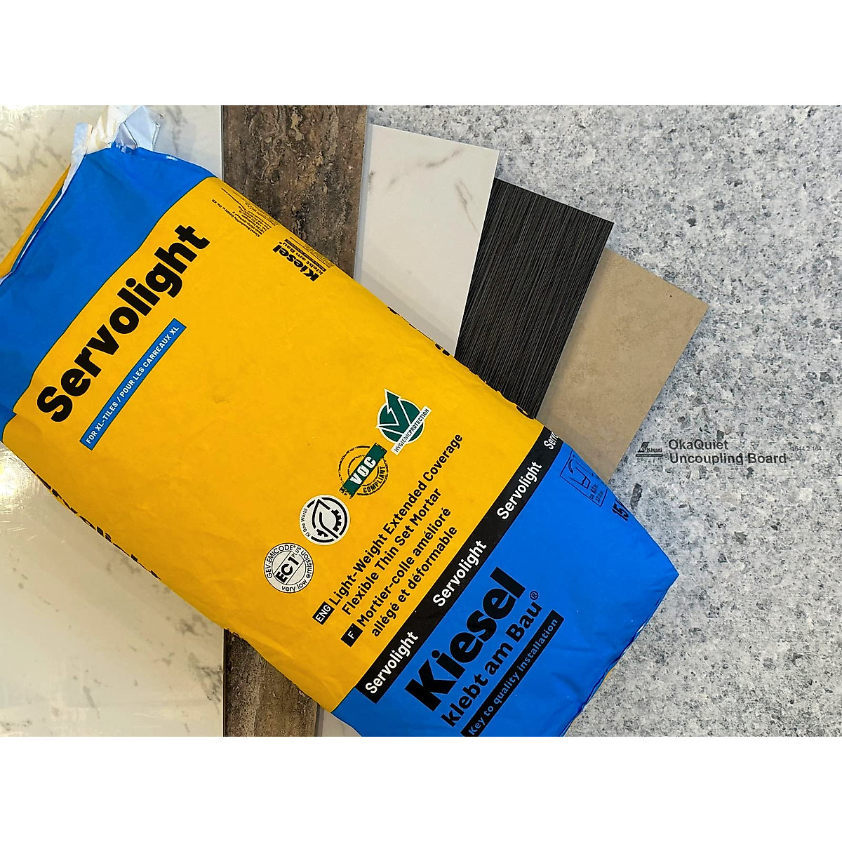 Kiesel Servolight Grey Acrylic Polymer Modified Thinset Mortar 33 lbs Bag Cement-Based Highly Flexible Self-Curring with Extended Coverage for Flooring Underlayment and Ceramic Tiles