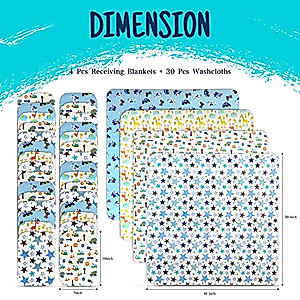 Omilion Receiving Blanket for Baby – 4 Pack – 30 inch x 30 inch – 100% Flannel Cotton - Mixed Patterned Designs – Includes Infant Washcloth 30 Pack