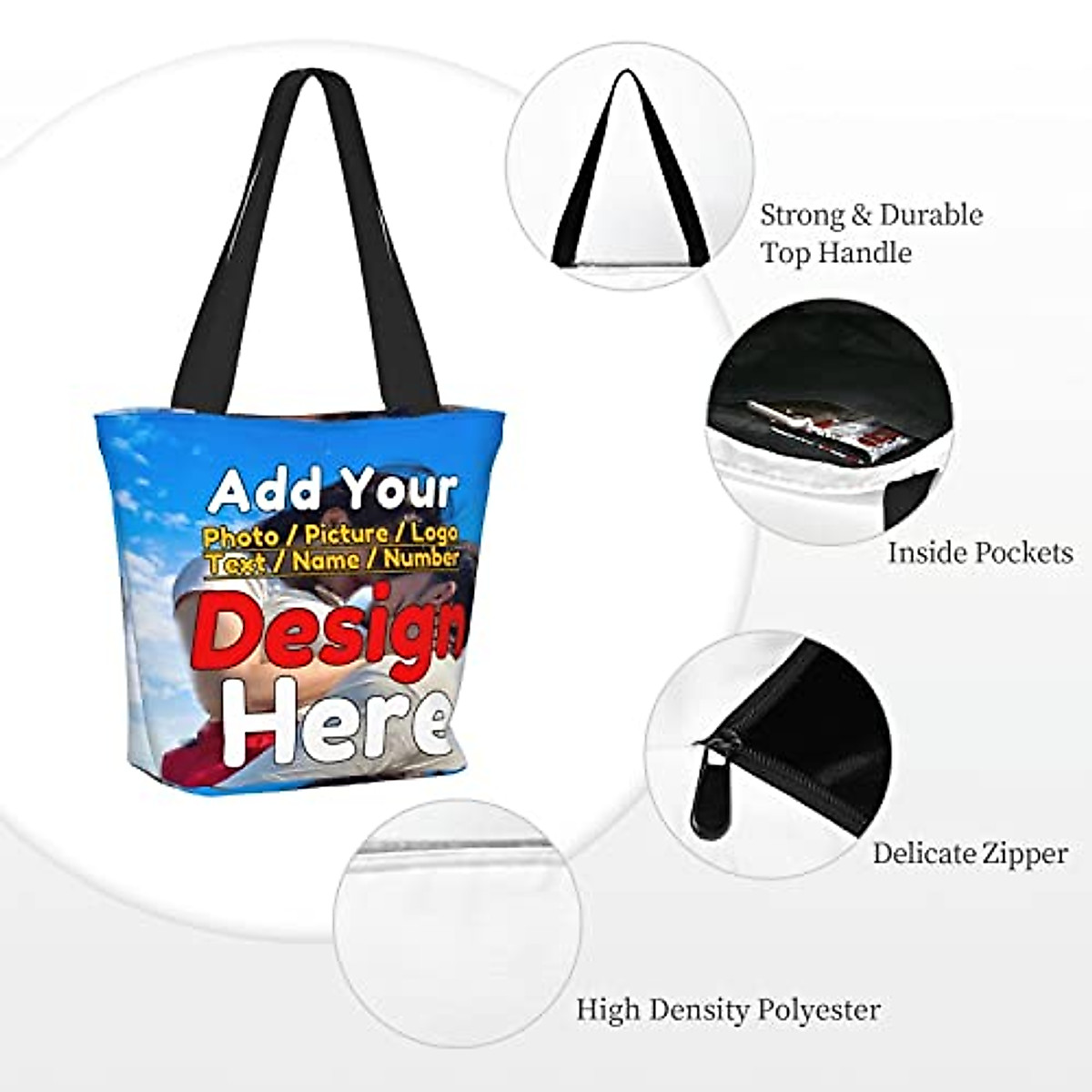 Custom Tote Bag For Women Personalized Tote Shoulder Bag Customized Handbag Custom Bag Women's Gift For Birthday Wedding Business Travel