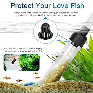 hygger Gravel Vacuum for Aquarium, Aquarium Siphon Vacuum Cleaner for Fish Tank Gravel and Sand Cleaning, Remove Dirt, Water Change, Aquarium Gravel Cleaner with Adjustable Water Flow (S)