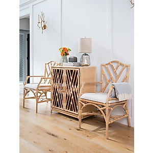 KOUBOO Rattan Chippendale Storage Cabinet with 2 Doors, Natural Color