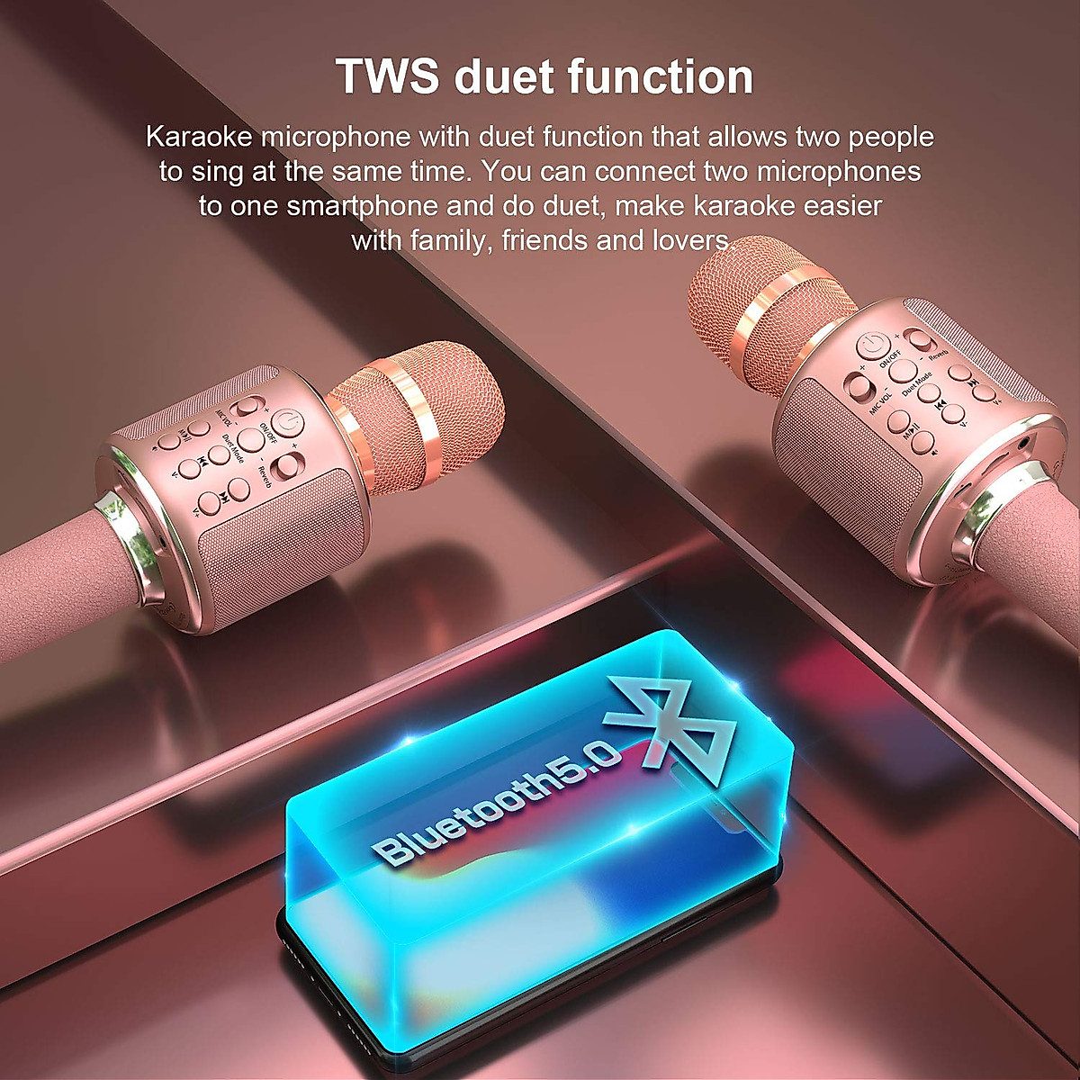 Karaoke Microphone Bluetooth Microphone Multi-Function Wireless Karaoke Machine for Kids Adults, Portable Handheld Karaoke Mic Car Home Party for All Smartphones