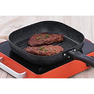 Tafond 9 Inch Deep Square Grill Pan,for Griddle Steak, Aluminum Steak Skillet with Non-Stick Coating, Suitable for Cooktop Dishwasher
