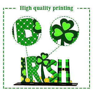 Bunny Chorus St Patricks Day Decorations 3Pcs, Lucky Wooden Table Sign, Irish Themed Gnome Tabletop Centerpiece Shamrock Gold Coins Gift for Home, Party Supplies Décor