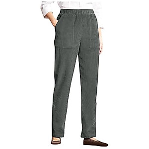 Corduroy Pants Women Fall Women's Work Pants Womens Elastic Waist Pants Womens Trousers High Waisted Straight Leg Pants Palazzo Pants Winter with Pockets Gray XL
