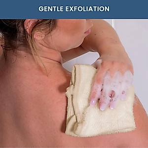 S&T INC. Exfoliating Washcloths, Dual Sided for Face and Body Scrub Towel, 9.9 Inch x 9.9 Inch, Cream, 3 Pack