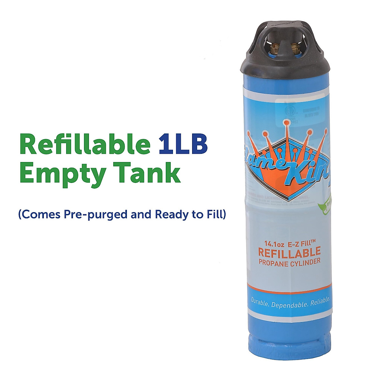 Flame King 1LB Empty Propane Welding Cylinder Tank, Reusable & Transportable - Safe and Legal Refill Option, 14.1 oz, Blue (2-Pk)