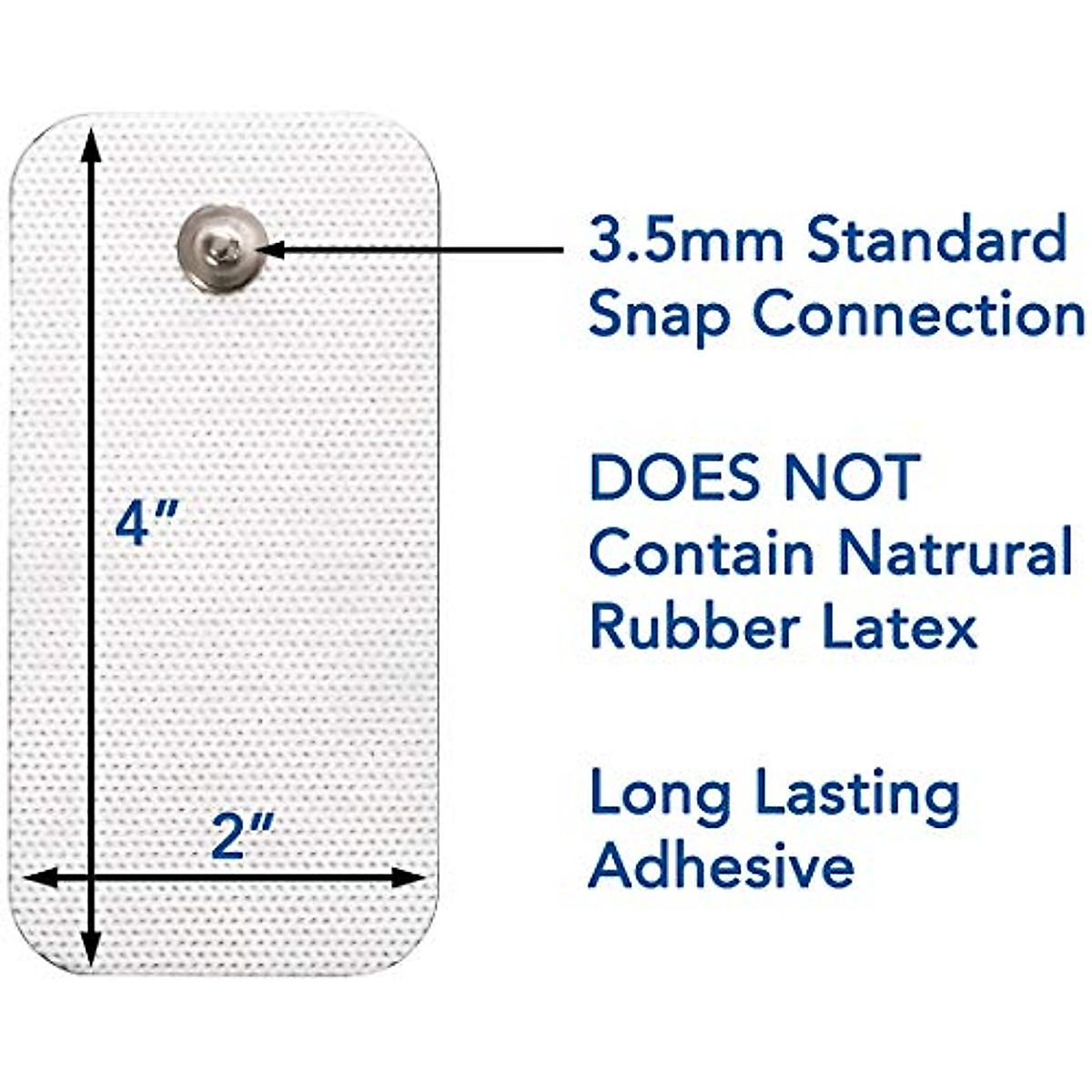 StimChoice TENS Unit Replacement Pads Snap Electrodes, 2"x 4" 24 Pack - Premium Quality TENS Pads - Compatible with TENS Machines with Snap Style Electrode Pads, Replacement Stim Pads, White