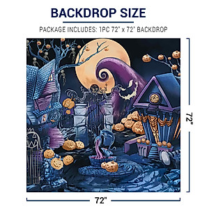 Allenjoy 6 x 6 FT Halloween Nightmare Backdrop Trick Or Treat Photography Background Home Trunk Party Decorations Banner Photo Booth Supplies