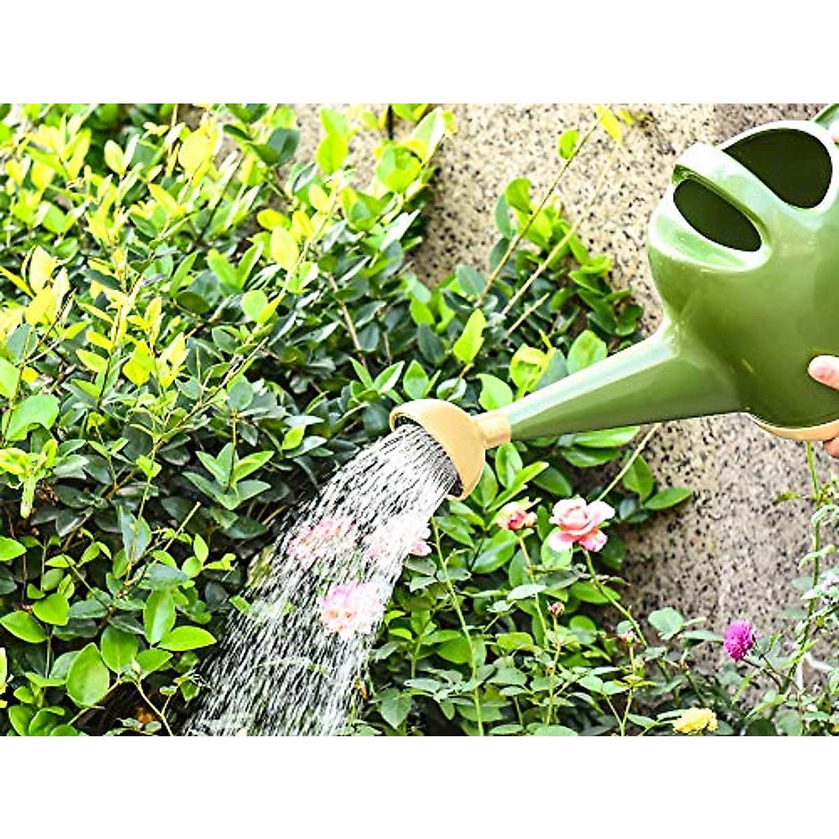 NOBONDO Watering Can 1 Gallon with Sprinkler Head, Plant Watering Can Long Stem Spout for House Indoor Plant Outdoor Flower Decorative Modern Garden Pot (4L, Green)