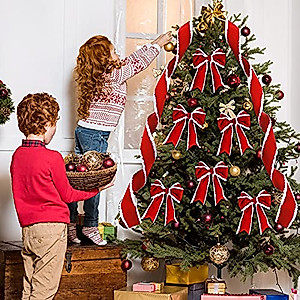 2 Rolls Christmas Velvet Decorative Ribbons Rolls Craft DIY Ribbon Fabric Cloth Ribbon Wire Edge Ribbons for Craft Christmas Holiday Decoration(2.5 Inch x 6 Yard,Red)