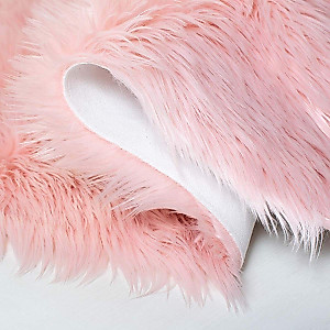 XIGG Luxury Shag Carpets, Soft Faux Sheepskin Fluffy Rugs for Bedroom Kids Room, High Pile Faux Fur Area Rug Bedside Floor Carpet Photography, Non Shedding,Pink,30X30CM/1X1Feet