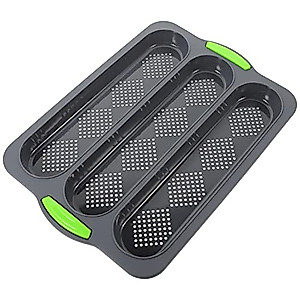 CALLARON Baking Pan Silicone Baguettes Pan Nonstick 3 Wave Loaves French Toast Bread Baking Tray Loaf Mold Pan for DIY Making Breadstick Cake Kitchen Baking Mould Supplies Baking Pans
