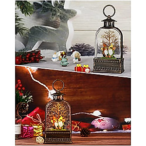 Gnomes Snow Globe, Fall Decoration, Thanksgiving Snow Globe Lantern, Christmas Snow Globe Musical Sparkly Swirling Snow, 3 Settings Batteries or USB Cable, Holiday Decoration (9.9Inch)