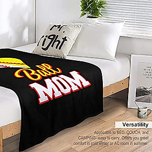 Funny Ball Mom Softball Baseball Flannel Throw Blanket Soft & Cozy Couch Blankets Warm Sofa Chair Throw Blankets Home Decor 40"x60"