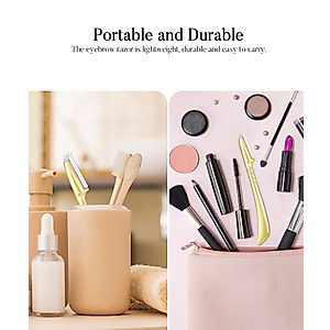 ennva Eyebrow Razor for Women - Eyebrow Trimmer Dermaplaning Tool- Ergonomic Eyebrow Shaper and Facial Razor for Peach Fuzz-Exfoliating Face Razor for Eyebrows-Eye Brow Shaver Razors w/ 7 Blades- Gold