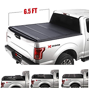 Xcover Low Profile Hard Folding Truck Bed Tonneau Cover, Compatible with 2015-2024 F150 Pickup 6.5 Ft Bed