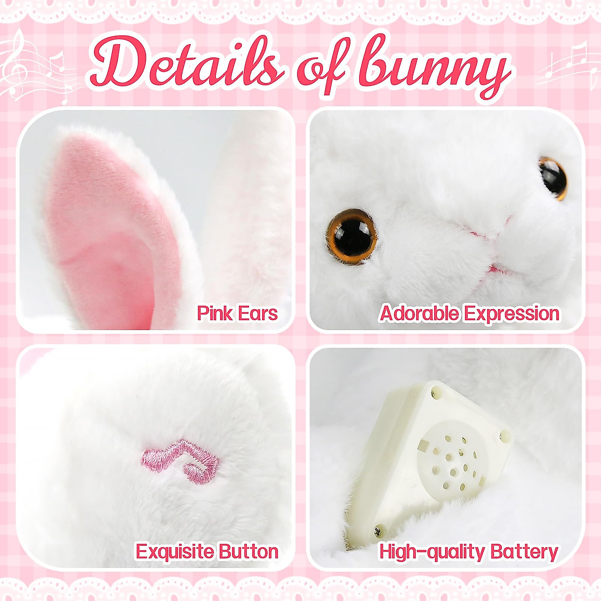 SpecialYou Light up Music Plush Bunny Rabbit Stuffed Animal Rabbit Plushie Toy Glow in The Dark Bedtime Companion Easter Bunny Gift for Kids, 14’’Best Gifts for Easter Day(LED & Musical)