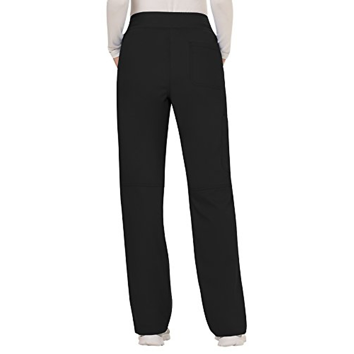 Cherokee Pull-On Scrub Pants for Women Workwear Revolution, Soft Stretch WW110P, L Petite, Black