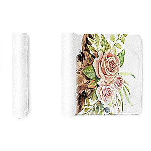 Vantaso Bath Hand Towels Giraffe Floral，Soft & Absorbent Washcloths Towel for Bathroom Kitchen Hotel Gym Spa
