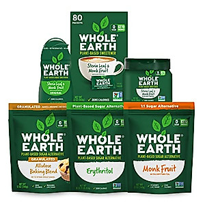 WHOLE EARTH Monk Fruit Sweetener with Erythritol, Plant-Based Sugar Alternative, 12 Ounce Pouch