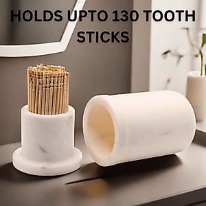 KC KULLICRAFT White Marble Toothpick Stick Holder with Lid , Toothpick Dispenser For Kitchen , Toothpick Case Stand 3.25 X 2 ( Inch ) White