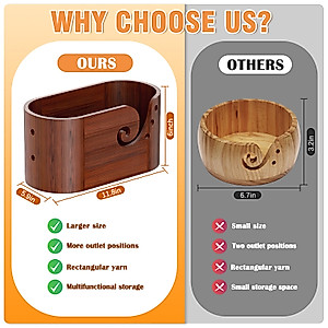 Wooden Yarn Bowl, Hangerspace Yarn Bowls for Crocheting, Large Size Handmade Knitting Yarn Holder, Wood Storage Crochet Bowl for Crocheting and Knitting Lovers