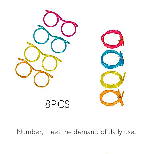 Flexible Soft Silly Straws, 8PCS Drinking Straw Eye Glasses, Silly Straw Glasses drinking Tube for Kids Party, Birthday, Fun Party