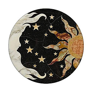 Black Vintage Moon Sun and Stars & Design PopSockets PopGrip: Swappable Grip for Phones & Tablets