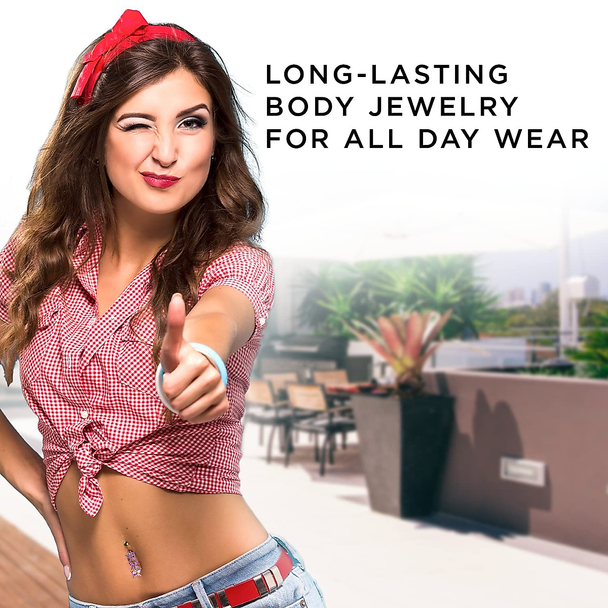 Pierce2GO 3 Butterflies Dangle Belly Button Ring - 14G Anodized Gold Surgical Steel Butterfly Belly Button Ring with Cubic Zirconia Stones - Belly Button Rings Piercing for Women – 7/16” (Gold, Pink)