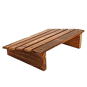 OwlGift 15-Inch Rustic Ergonomic Foot Stool for Under Desk at Work, Solid Brown Wood Footrest W/ Tilted Design, Angled Posture Support Stool W/ Slatted Design for Home, Office Chairs, PC Gaming