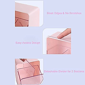 Hikinlichi Cotton Swab Ball Organizer Q-Tips Container Cotton Pads Holder Cosmetic Makeup Pads Dispenser Box 2 Sections with Clear Lid for Bathroom Washroom Countertop Home Office Desktop Storage