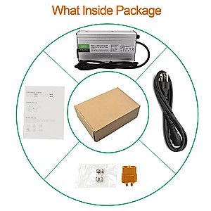 29.4V 15A Li-ion Battery Charger Silver Aluminum Case Fully Automatic for 7S 24V Lithium Battery Pack with XT60 Male Plug