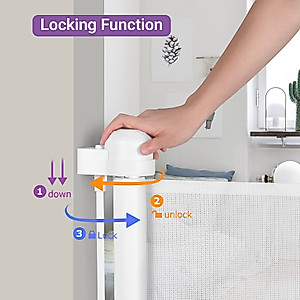 Retractable Baby Gate, Momcozy Mesh Safety Gate for Babies and Pets, Extra Wide Safety Baby Gate 33.7" Tall, Extends to 55" Wide, Pet Dog Gate for doorways, Stairs, Hallways, Indoor/Outdoor (White)